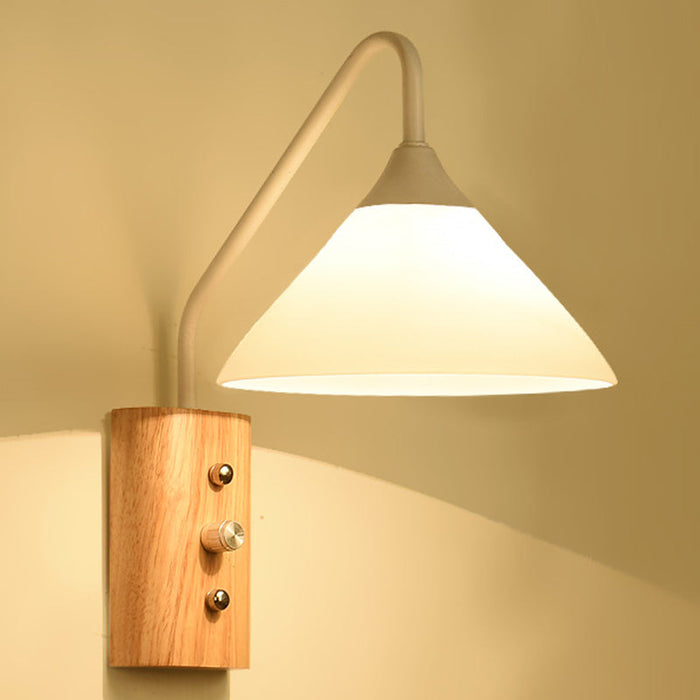 Taavita Wall Lamp Glass Wall Lighting Wood Downlight for Study Room Be