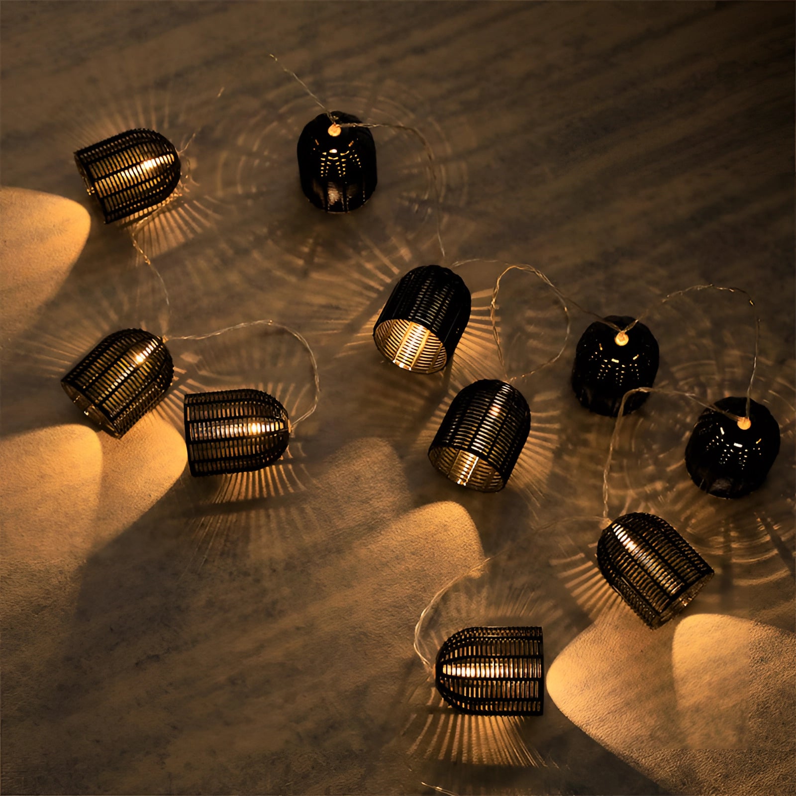 Retro Industrial Metal Cage String Lights - Outdoor Weatherproof